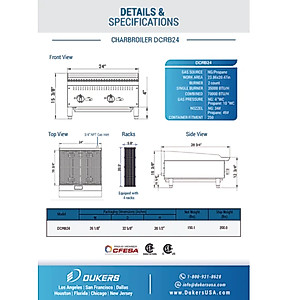 Dukers DCRB24 24 in. W Countertop Charbroiler 70,000 BTU