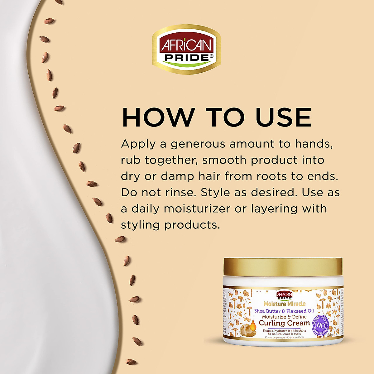 African Pride Moisture Miracle Curl Cream, Hydrate & Strengthen 12oz (Pack of 3)