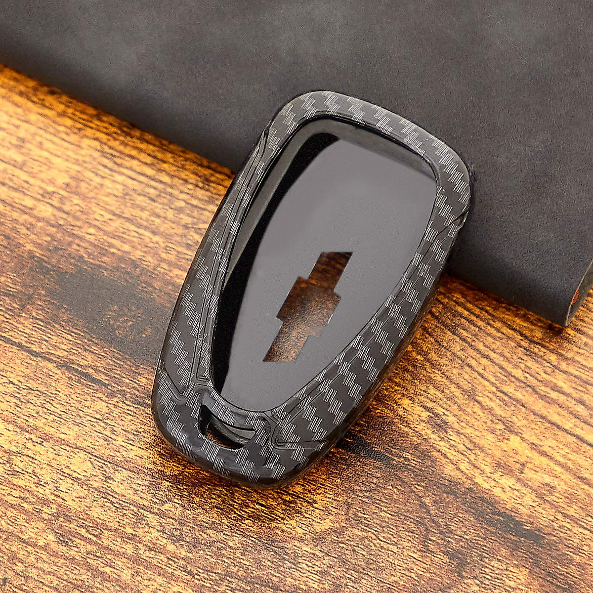 HelloAuto Key Fob Shell Case Protector Holder Compatible with Malibu Camaro Cruze Traverse Sonic Volt Bolt Equinox, Carbon Gloss Fiber Cover Case