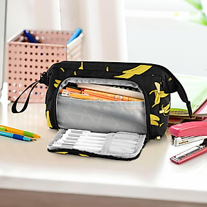 Glaphy Yellow Banana Pencil Case, Large Capacity Pencil Pouch Bag Pen Carrying Cases Zipper Storage Stationery Bag