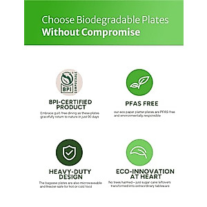 Teoox 100% Compostable Oval Plates Biodegradable Plates, BPI-Certified Eco Paper Plates, Bagasse Platter Plates, Recyclable Paper Plates, Sugarcane Plates (12.5 Inch - 40 Count)