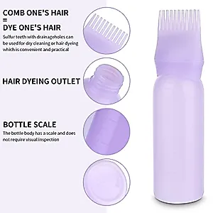 Root Comb Bottle Applicator, 6 OZ Graduated Hair Oil Bottle With Brush and Comb for Coloring, Styling and Hairdressing