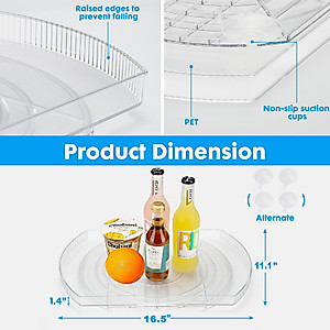 Lazy Susan Fridge Turntable Organizer Organization, LOYAL SEA Lazy Susan Kitchen Rotating Organizing Tray Turntable for Cabinet Pantry Fridge Refrigerator Organizers and Storage, 16.5''x11'', Clear