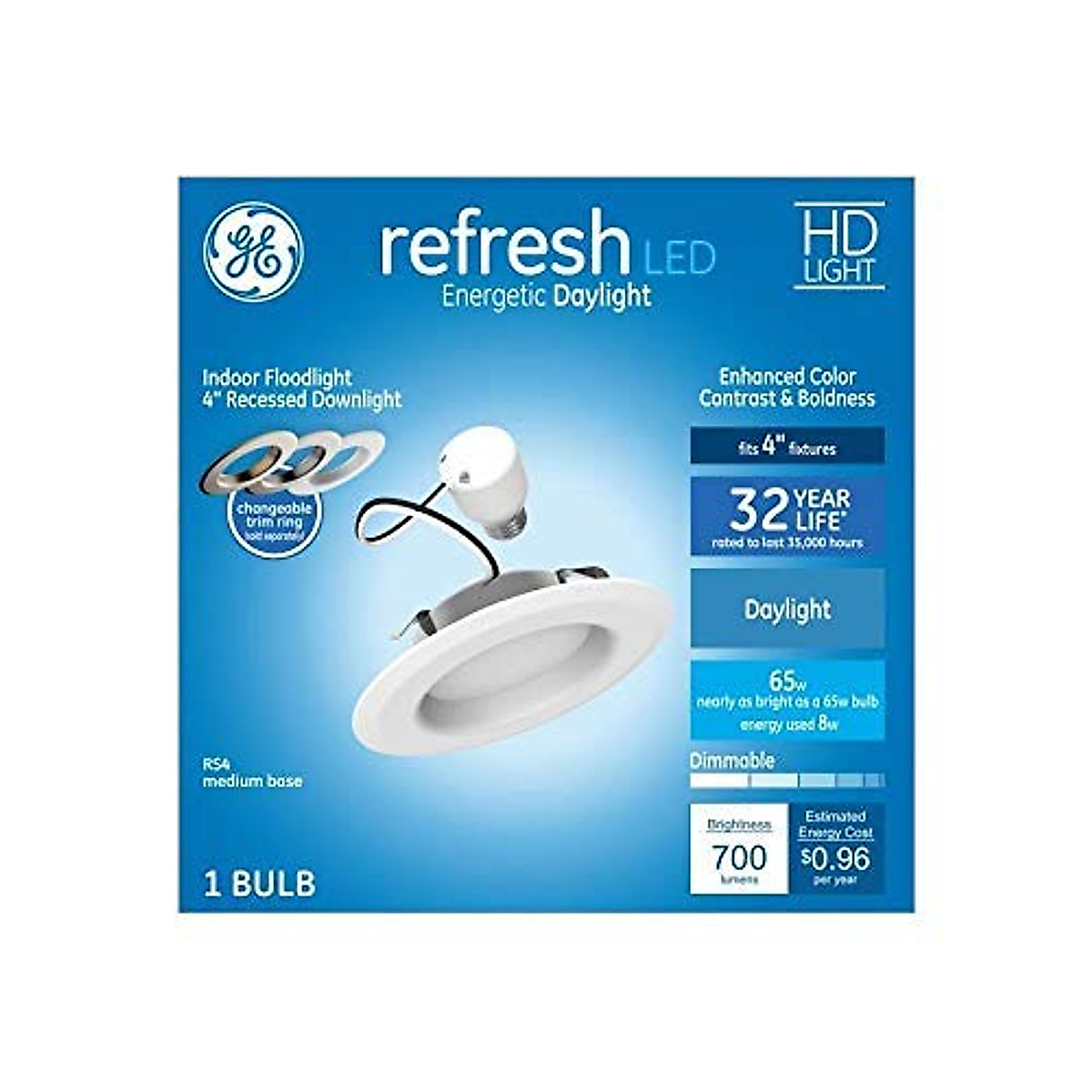 GE Refresh 50-Watt Equivalent White Dimmable Recessed Downlight (4-in)