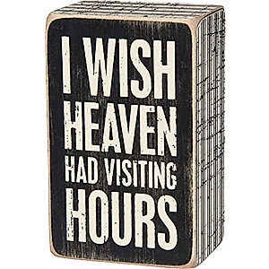 Primitives by Kathy 28462 Pinstripe Trimmed Box Sign, 2.5 x 4-Inches, Visiting Hours , Black