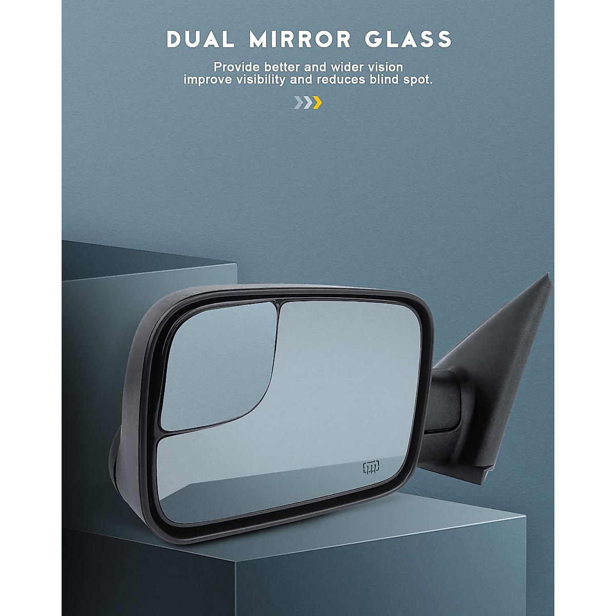 OCPTY Tow Mirrors Power Adjusted Heated Towing Mirrors for 2002-2008 for DODGE for Ram 1500 Pickup Truck 2003-2009 for DODGE for Ram 2500 Pickup Truck with Black housing Manual Flip Up