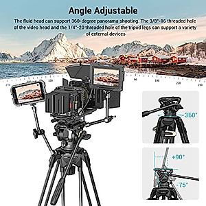 SmallRig AD-01 Video Tripod, 73" Heavy Duty Tripod with 360 Degree Fluid Head and Quick Release Plate for DSLR, Camcorder, Cameras(3751)