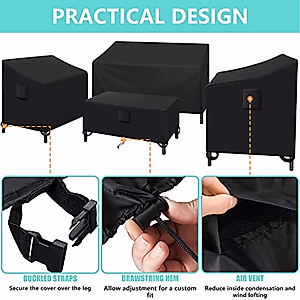 Kovshuiwe Patio Furniture Covers,4-Piece Outdoor Veranda Patio Garden Furniture Covers Set Waterproof - Upgraded 420D Heavy Duty Oxford Fabric Rattan Furniture Cover for Chair Sofa(Black)