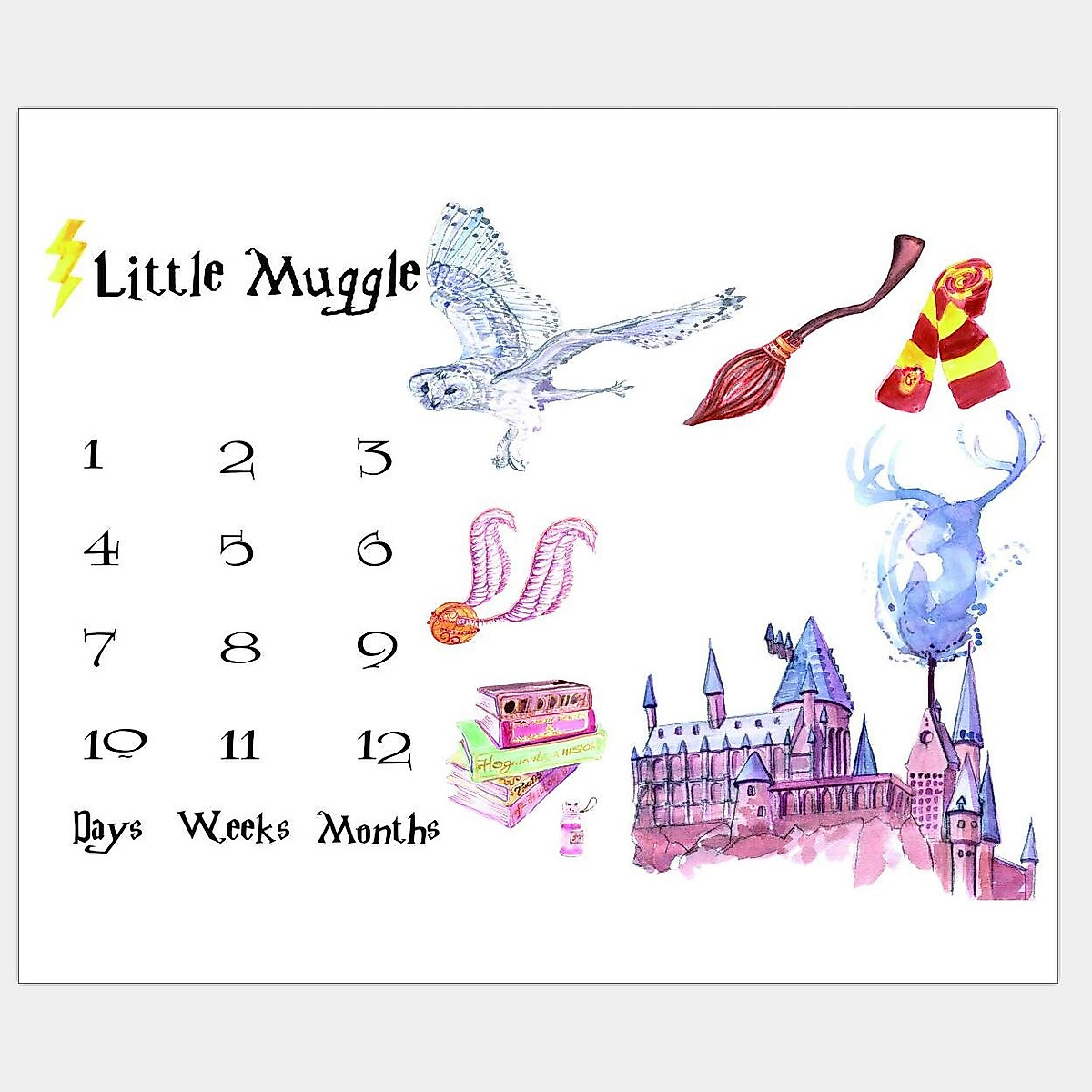 Angmart Baby First Year Milestone Blanket Boy Girl Painting Photography Backdrop Photo Prop Newborn Infant for New Mom