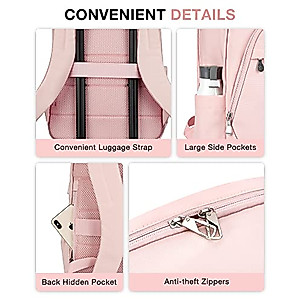 BAGSMART Laptop Backpack for Men College Backpacks 15.6'' Notebook Work Travel Backpack for Men (15.6 inches, pink)