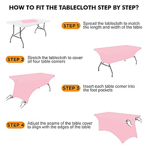 SEPARO 2 Pack 6 Ft Pink Table Cover Fitted Rectangular Tablecloth Stretchable Fabric Lycra Table Cloth 6 ft Wrinkle-Free for Party Tradeshows Banquet Weddings Cocktail