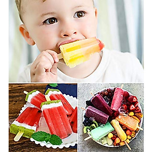 Ouddy Popsicles Molds, 10 Cavities Food Grade Popsicle Maker with 50 Popsicle Sticks & 1 Silicone Funnel, Silicone Popsicle Molds for Kids, Frozen Ice Pop Mold for Homemade Popsicles