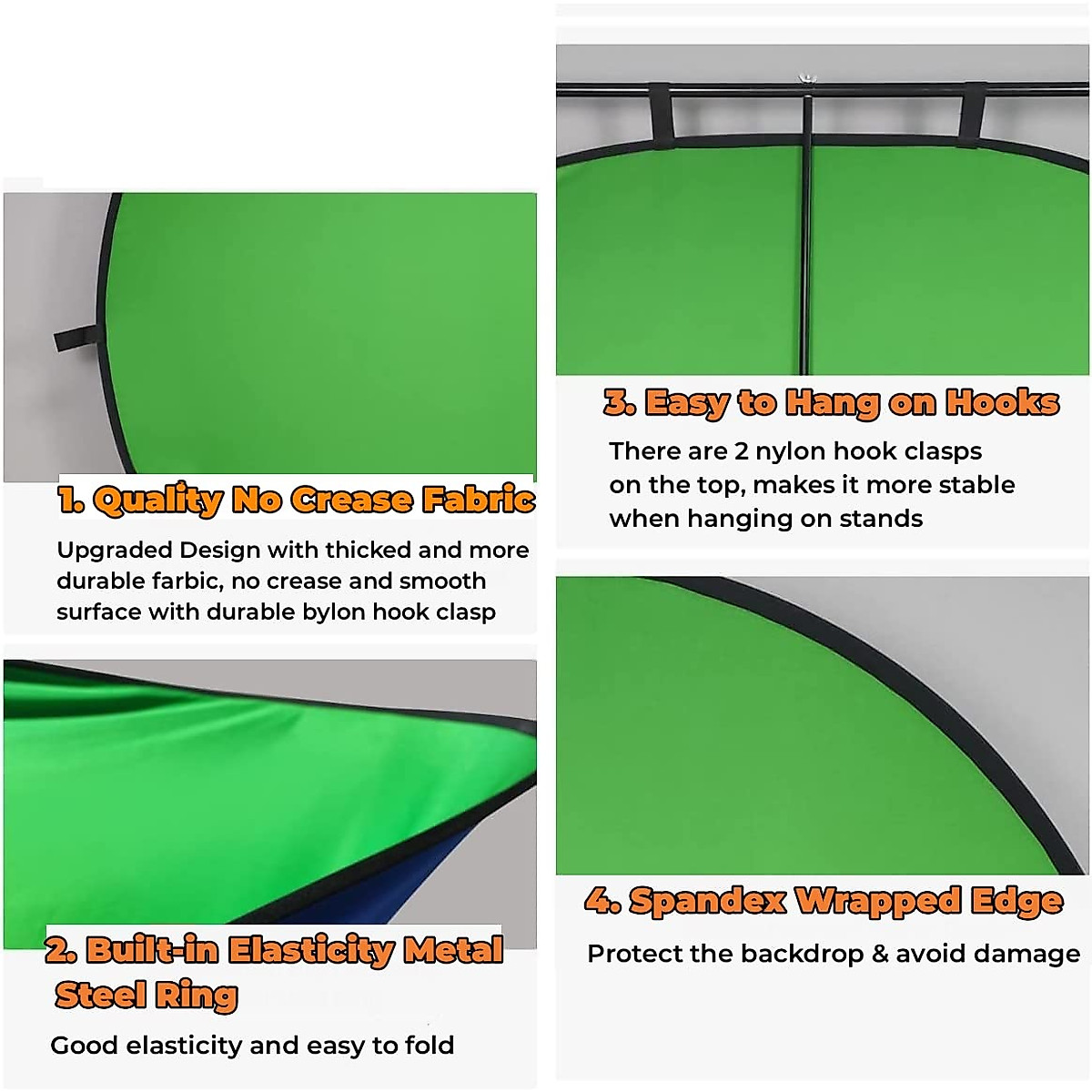 Blue Screen Green Screen Backdrop Double Sided Collapsible Green Screen with Carrying Bag,Portable Pop Up Green Screen Background for Streaming Webcam (Blue Green Screen, 39.4 * 59.1")