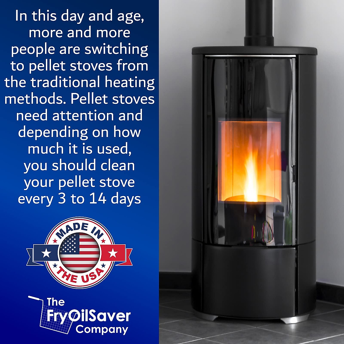 Pellet Stove & Dryer Vent Cleaner Kit, 10Ft. Flexible Long Dryer Vent Cleaner, Lint Remover, Steel Chimney Brush, Ideal Cleaning Kit for Pellet Wood Stove, Chimneys, Dryer Vent by FryOilSaver Co. B67C