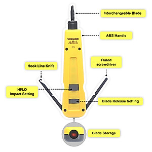 VCELINK Punch Down Impact Tool with 110 and 66 Blades, Network Wire Punch Down Impact Tool Kit, Keystone Impact Terminal Insertion Tools, Network Cable CAT6/CAT5/CAT3 Stripper