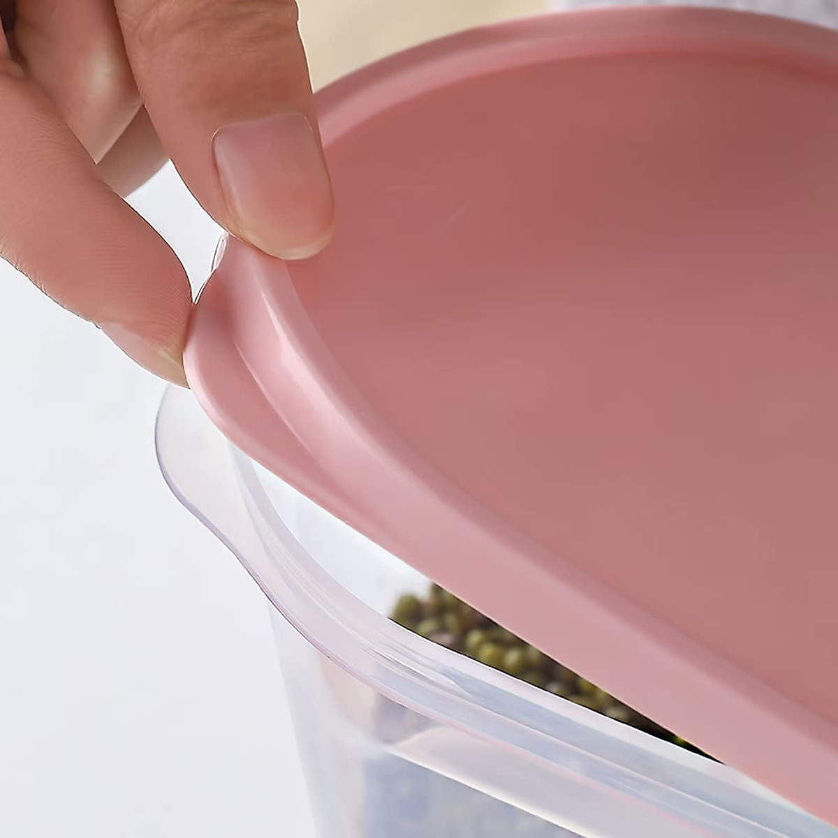 Typutomi 2pcs Rice Storage Bin, 1.9L Cereal Storage Container Food Airtight Container with Pouring Spout abd Measuring Cup for Oatmeal, Grain, Pasta, Flour, Dog Cat Food Canister(Blue&Green)