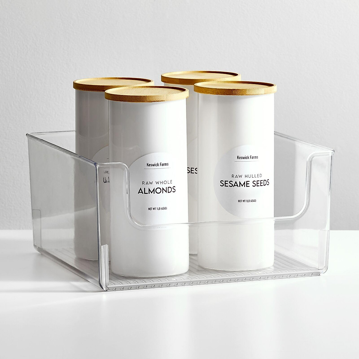 mDesign Modern Plastic Open Front Dip Storage Organizer Bin Basket for Kitchen Organization - Shelf, Cubby, Cabinet, and Pantry Organizing Decor - Ligne Collection - 4 Pack - Clear