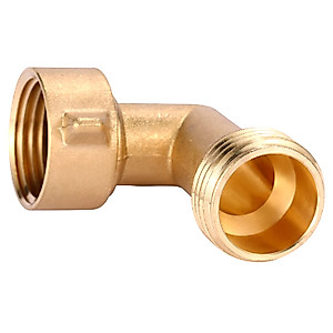 Sanpaint 2 Pack Garden Hose Elbow Connector 90 Degree Brass Hose Elbow, 3/4" Heavy Duty Hose Adapter with 4 O-rings Brass Garden Hose Elbow Solid Brass Adapter