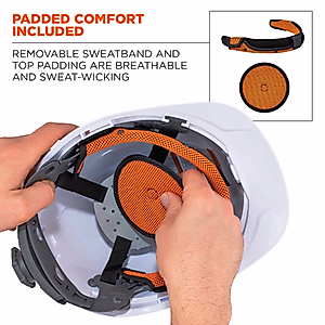 Ergodyne - 60146 Vented Hard Hat with Light, Cap Style, Ratchet Suspension, Class C, Skullerz 8972LED White