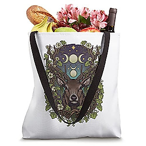 Art Nouveau Cernunnos Stag Bohemian Nature Moon Phases Wicca Tote Bag