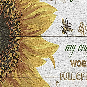 2 Pieces Kitchen Rugs and Mats Set PVC Leather Floor Mat Sunflower You Are My Sunshine My Only Sunshine Bumblebee Butterfly Wooden Board Comfort Floor Mat Rug Waterproof Non-Slip Mat Standing Desk Set