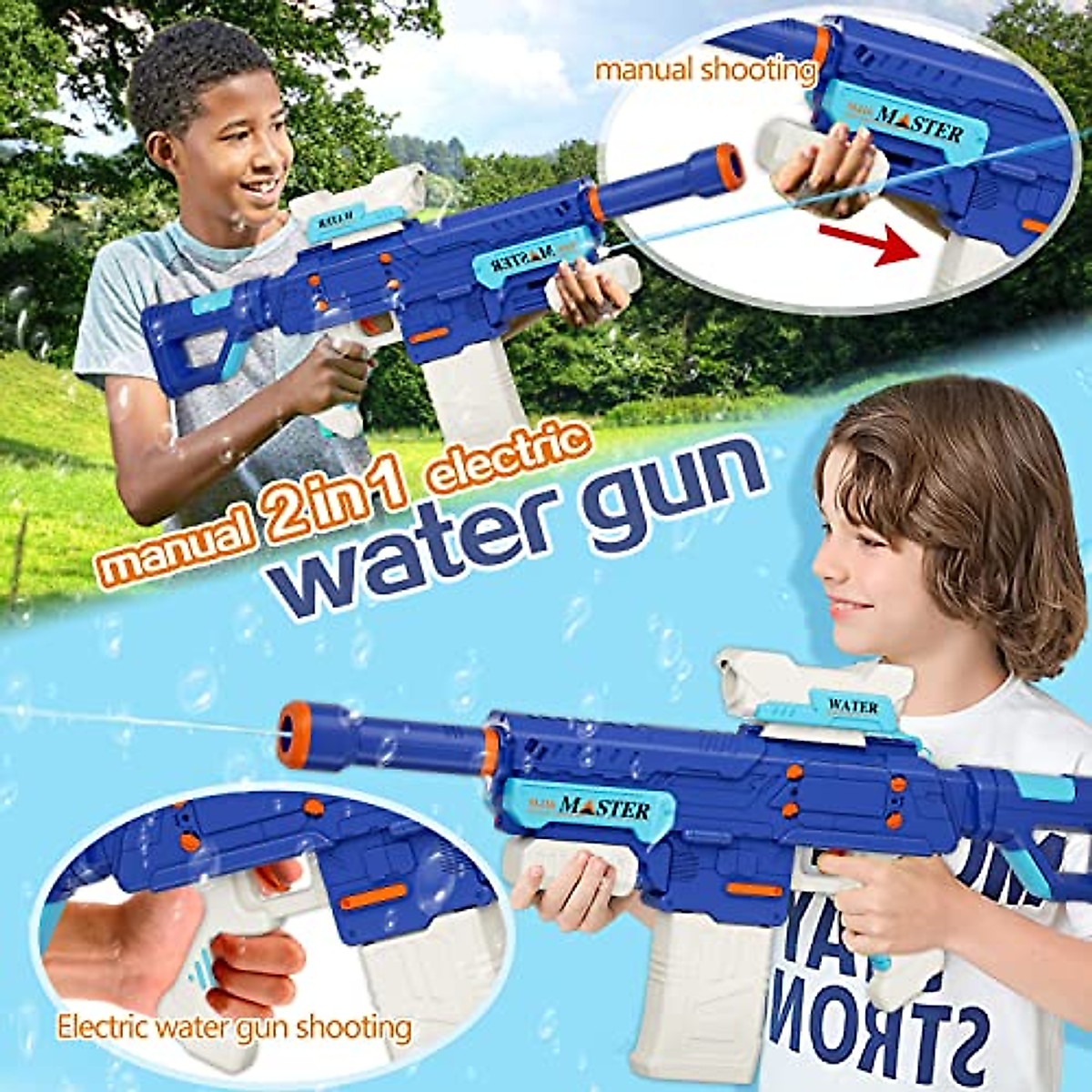 Electric Water Gun Automatic Water Squirt Guns, Super Water Powerful Water Soaker Water Blasters Guns with 500cc High Capacity Summer Water Toys for Kids Adults