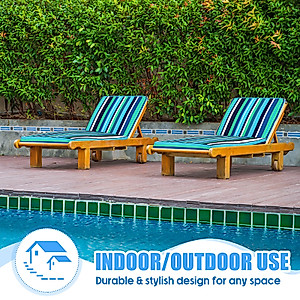 Menkxi 2 Pack Outdoor Stripe Chaise Lounge Cushion with Ties, Reversible Patio Cushion, Solid Back Lawn Furniture Cushions, Pool Lounge Chair Cushions, 70.87'' x 19.69'' x 3.54'' (Classic Color)