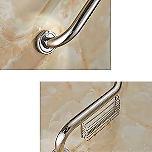 CRODY Bath Wall Attachment Handrails Grab Bar Rails Curved Wall Mount Soap Dish Grab Bar,Towel Rack,Stainless Steel Brushed Nickel Polished Finished Grab Rails, Disabled Elderly Anti-Fall Handle Rail