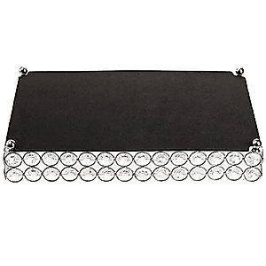 Hedume Crystal Cosmetic Makeup Tray, 12.3" x 8" Mirrored Vanity Tray, Large Jewelry Trinket Organizer Tray, Ornate Decorative Tray for Dresser Countertop Wedding Home Bathroom