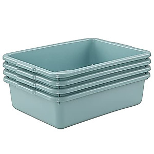 Utiao 4 Pack Versatile Plastic Bus Box, 8 L Small Commercial Bus Tubs, 14.85" x 10.8" x 4.1"