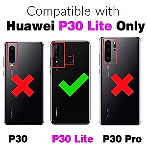 Asuwish Compatible with Huawei P30 Lite Case and Tempered Glass Screen Protector Cell Accessories Card Holder Slot Stand Kickstand Flip Wallet Phone Covers for Hawaii P30Lite P 30 30Lite 30P Rose Gold