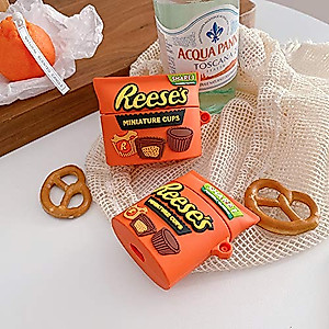 Cute Airpod Case, 3D Cartoon Funny Reeses Protection Case Covering The Skin, with Keychain for Airpods 1&2(Reeses)