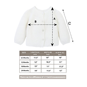 Lilax Baby Girl Knit Sweater Long Sleeve Cardigan (6-9 Months, White)