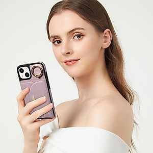 Keallce Case for iPhone 13 6.1'' Wallet Case, Flip Leather Case with 4 Card Holder, [Stand Ring Holder Kickstand] Protective Folio Phone Cover for Women Ladies Compatible with iPhone 13 2021 5G, Pink