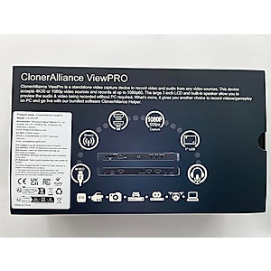 ClonerAlliance ViewPro, Portable 1080p@60fps HDMI Video Recorder and Playback with 7" LCD, AV/VGA/YPbPr Inputs. Schedule Recording. No TV is Required.