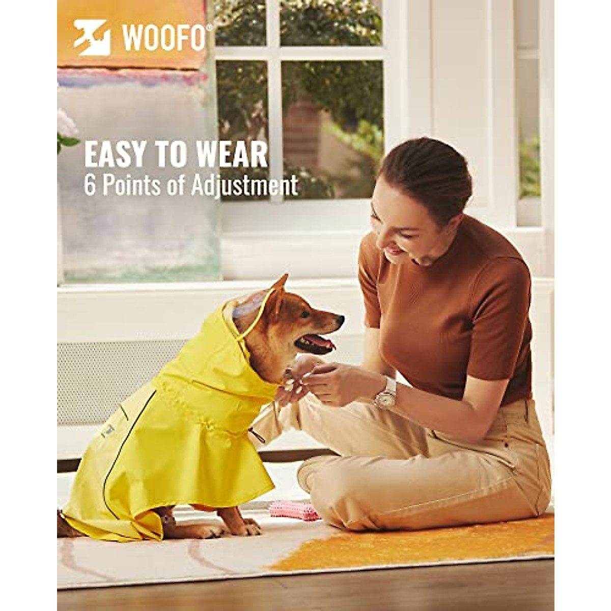 WOOFO Dog Rain Poncho, Waterproof & Windproof Dog Rain Coat for Wet Weather|Super Adjustable, Designed with Leash Hole and Reflective Strip，Size Small