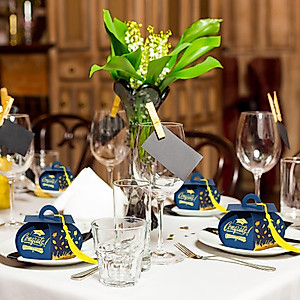 Spakon 30 Pcs Graduation Cap Gift Box Graduation Party Favors Graduation Candy Box Treat Box with Tassel Graduation Centerpieces for Tables 2024 Graduation Decorations Grad Part(Blue, Gold)