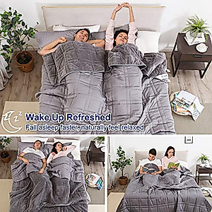 OMYSTYLE King Size Weighted Blanket 20lbs(88 ft ftx104 ft ft, Double-Sided), Reversible Weighted Blanket with Warm Short Plush and Cool Tencel Fabric for All Season Use - Carry Bag Included