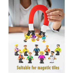 Vanstarry Magnetic Figures,Community Figures Set of 16 Pieces,Play People Perfect for Magnetic Tiles,STEM Learning Toys Children,Magnetic Tiles Expansion Pack (16 Magnetic Figures)