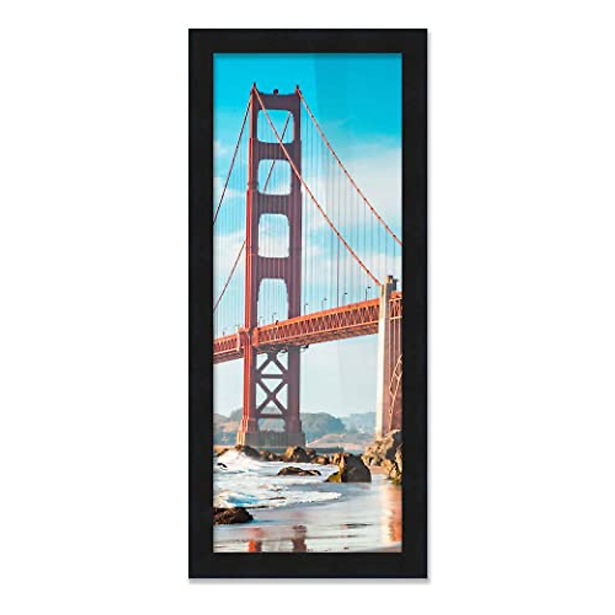 12x5 Frame Black Picture Frame - Complete Modern Photo Frame Includes UV Acrylic Shatter Guard Front, Acid Free Foam Backing Board, Hanging Hardware Wood Wall Frames for Family Photos - no Mat