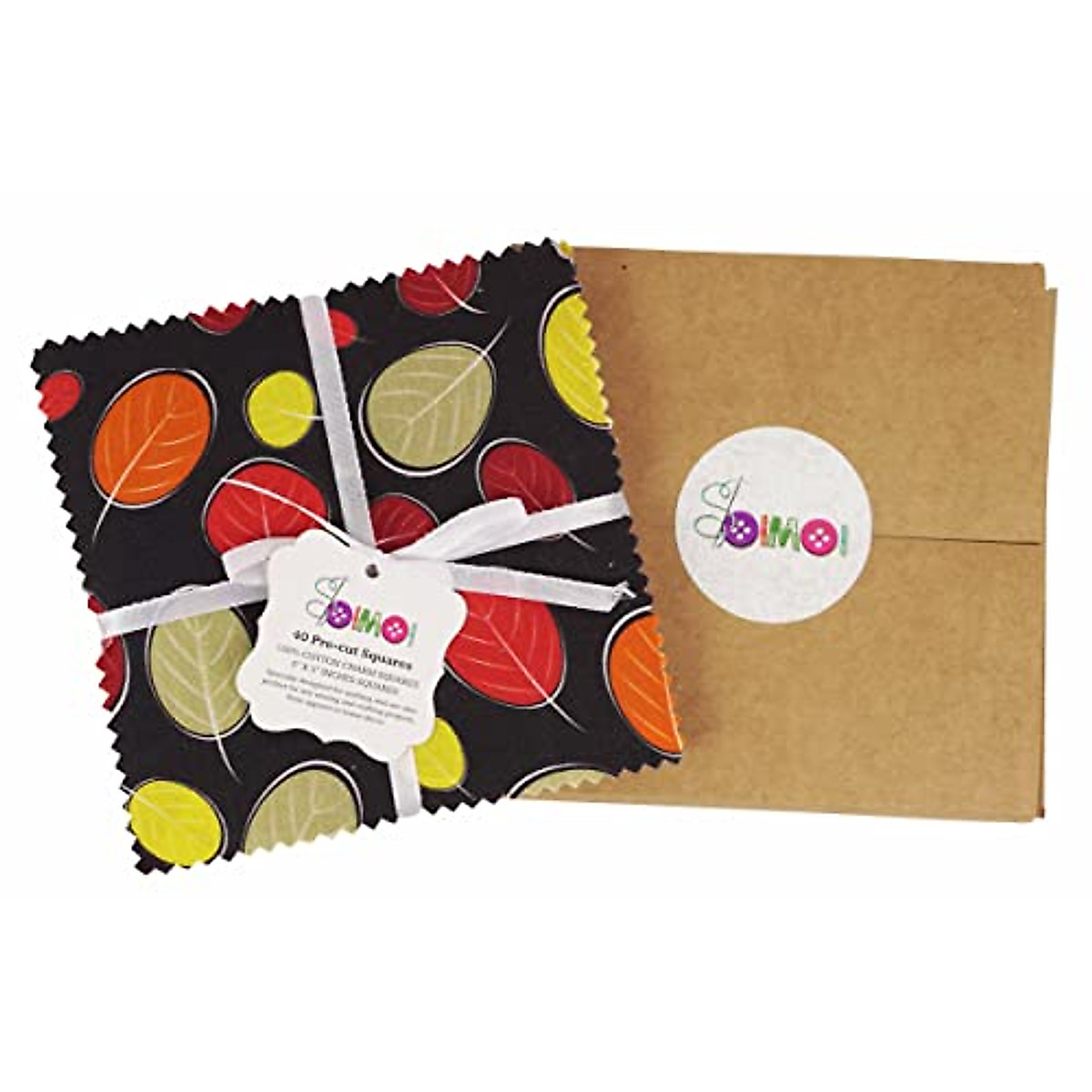 Soimoi Autumn Fall Theme Print Precut 5-inch Cotton Fabric Quilting Squares Charm Pack DIY Patchwork Sewing Craft- Multicolor
