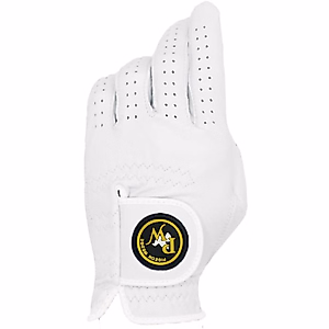 PIGEON WEDGE Leather Golf Glove for Men, Right Handed Golfers, White, Comfortable Design, Maximum Grip, All Weather Golfing Glove, Worn On Left Hand, Breathable, Durable, Gift for Golfers
