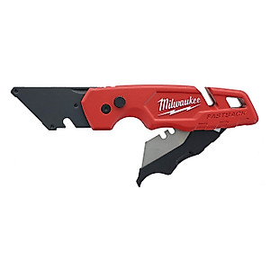 Milwaukee 48-22-1502 Fastback Folding Utility Knife with 5 Blade Storage, Wire Stripping Compartment, and Gut Hook