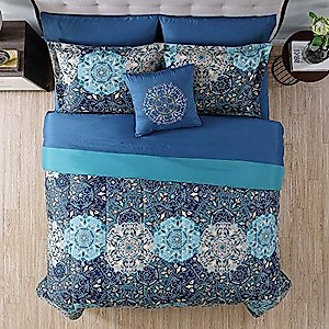 Modern Threads - Granada Collection Comforter Set - Reversible Microfiber - Elegant Printed Bed Set - Includes Comforter, Sheets, Shams, & Pillow - Luxurious Bedding