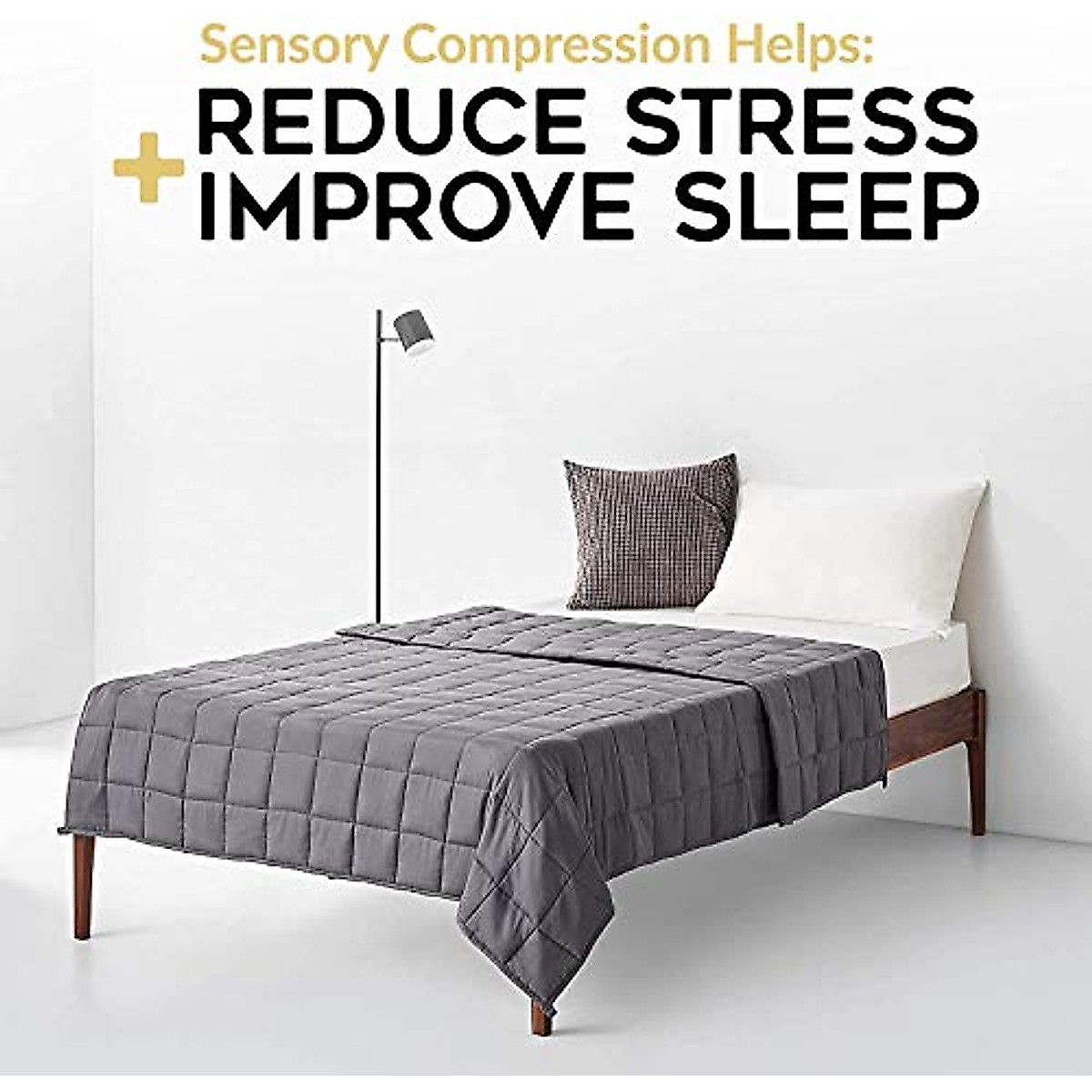 YnM Weighted Blanket with Cotton Duvet Bundle | 60''x80'' 17lbs, Suit for One Person(~160lb) Use on Queen/King Bed | Dark Grey