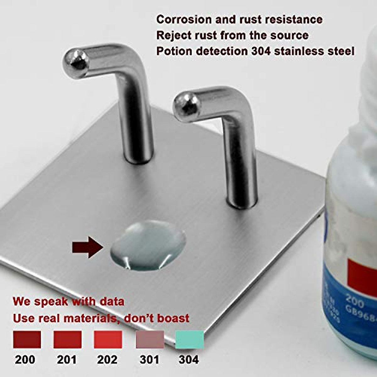 JQML,JQMLBrushed Stainless Steel self-Adhesive Heavy-Duty Hook,Waterproof,Oil-Proof,Anti-Corrosion,no Punching,Bathroom and Kitchen Wall Hook,Suitable for Towels,Bathrobes,Tableware (Double Hook)