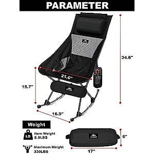 AnYoker Camping Chair, High-Back Compact Backpacking Chair, Portable Folding Chair, Beach Chair with Side Pocket and headrest, Lightweight Hiking Chair 0066YY (Coffee)