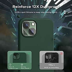 TOCOL 5 in 1 for iPhone 13 Case, with 2 Pack Screen Protector + 2 Pack Camera Lens Protector, Liquid Silicone Phone Case for iPhone 13, Alpine Green