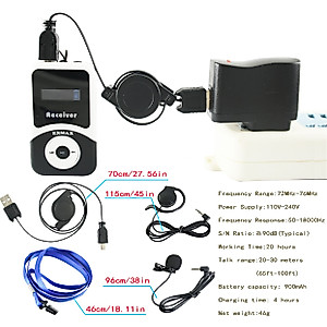 EXMAX EX-100 Wireless Tour Guide Interpreter Transmitter Microphone System for Churches Church Translation Simultaneous Interpreting Teaching Silent Conference City Travel(1 Transmitter 20 Receivers)