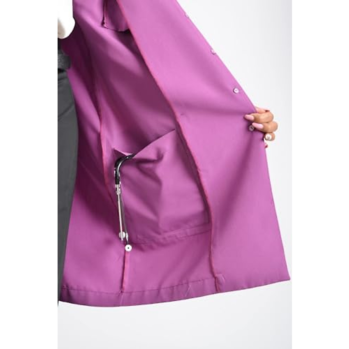 VESTE Destiny Colored Women Lab Coat - 5 Pockets 38" Long Laboratory Coat - Female Medical & Science Labcoats 12 Colors in S,M,L with Adjustable Sleeve (Purple, Small)